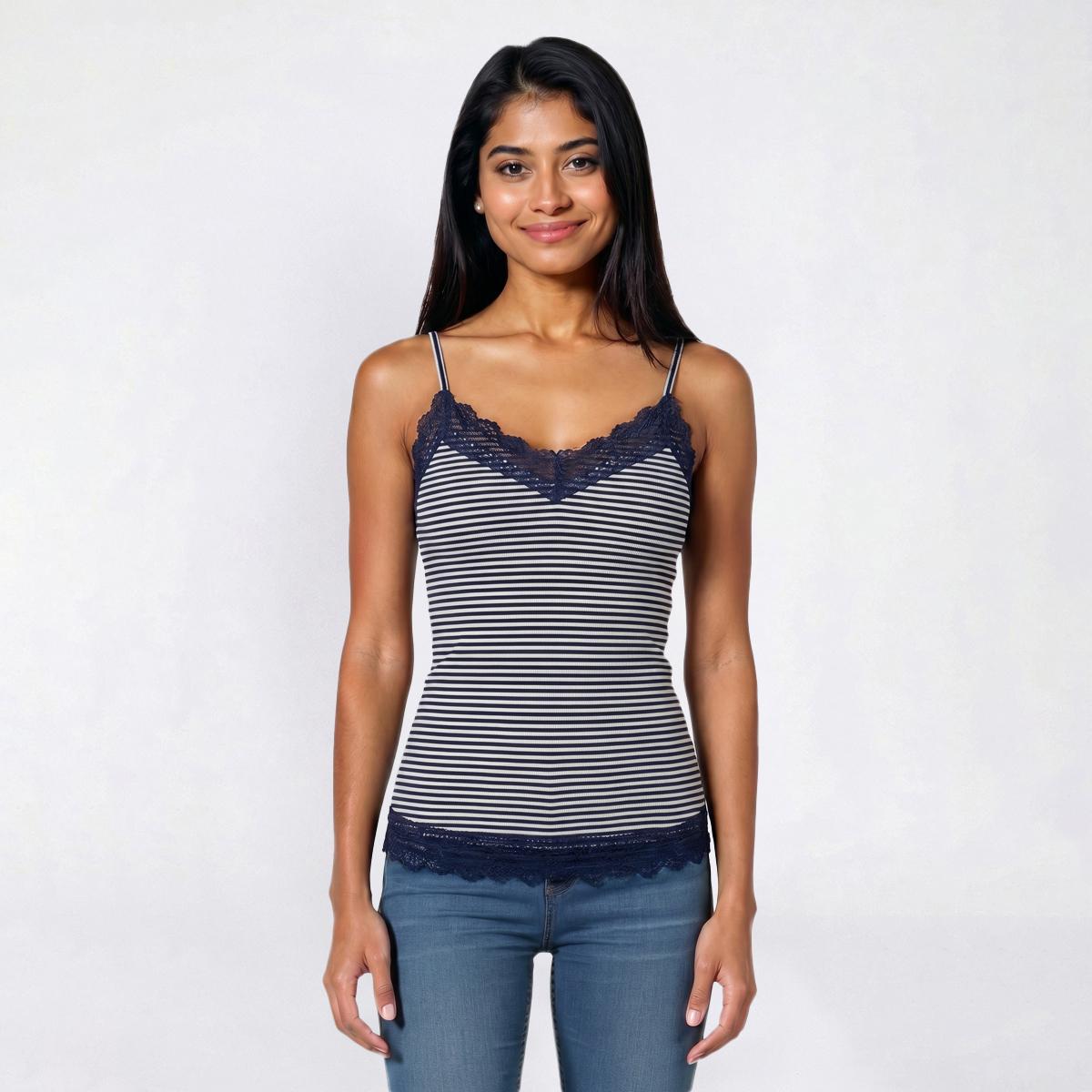 Click here for Juniors Pink Rose Rib Lace Trim Long Camisole w/ S... prices